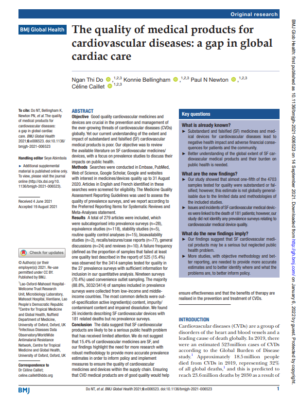 New study alerts to the risk of poor quality medicines used to prevent ...